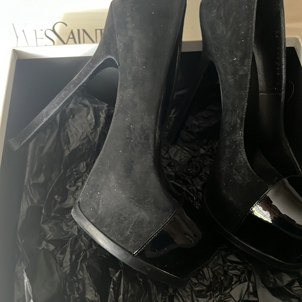 Ysl Pump Platform Tribute Black Suede And Leather - Gem